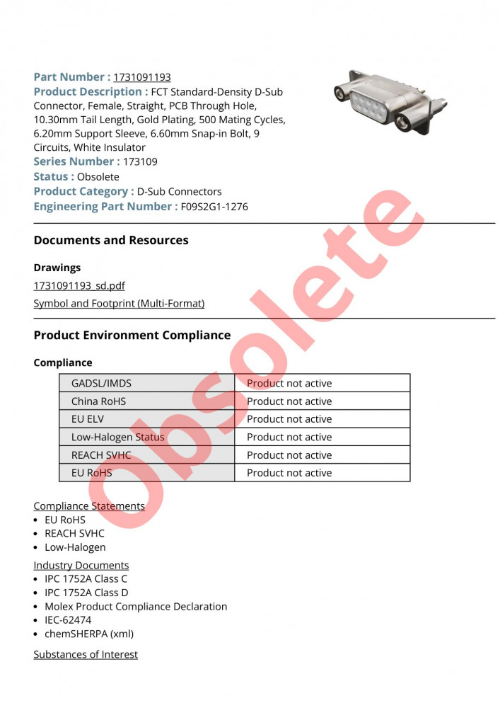MOLEX 1731091193 product drawing, page 1