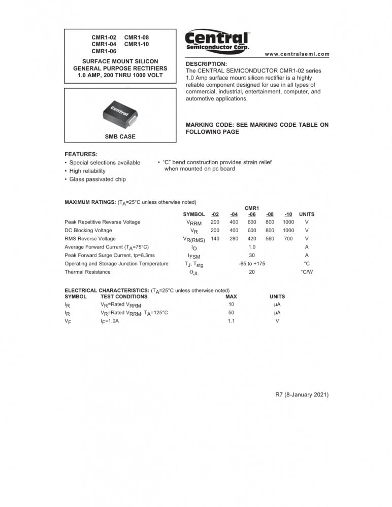 Central CMR1-06 datasheet page 1