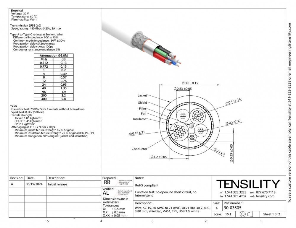 Tensility International 30-03505 drawing page 1