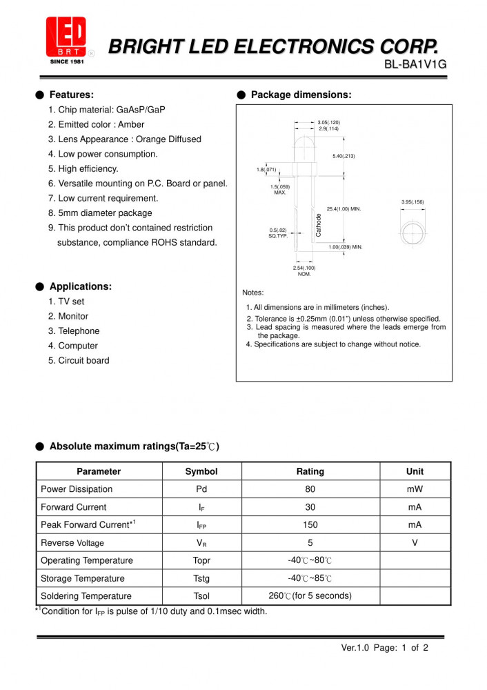 BL-BA1V1G technical document page 1
