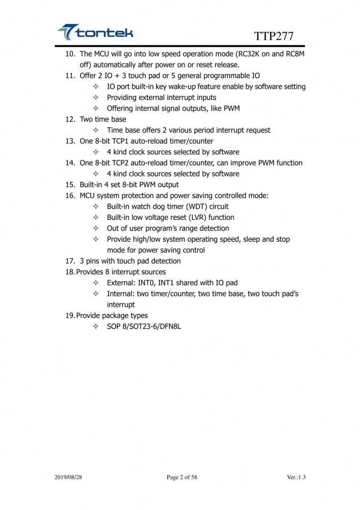 TTP277-AO8N datasheet page 2