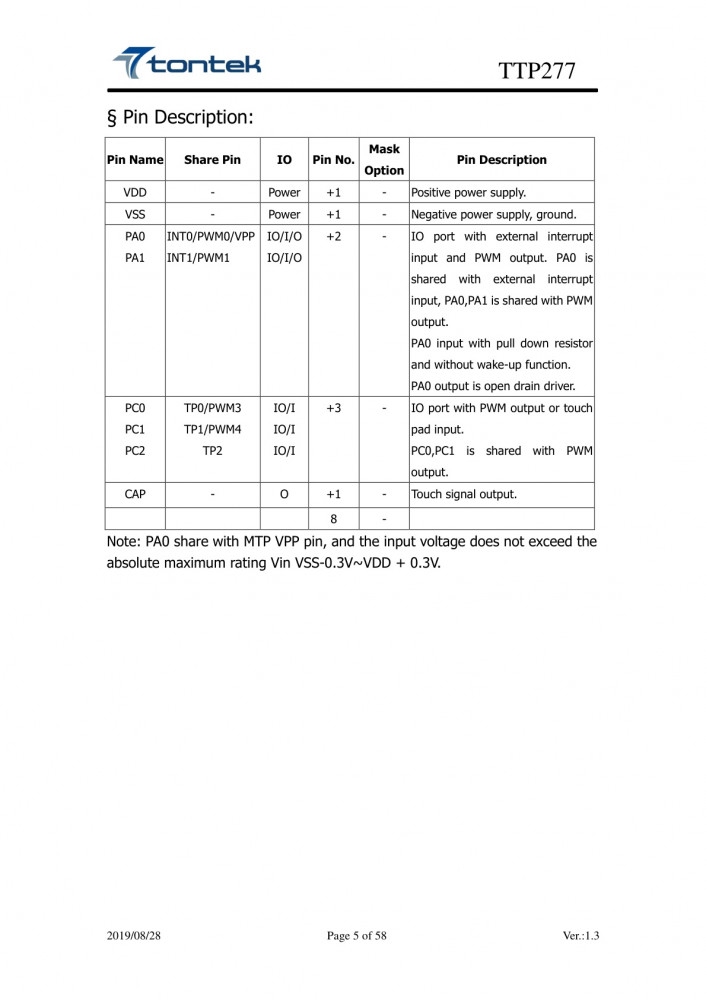 TTP277-AO8N datasheet page 5
