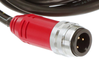 BradPower D-Size (1 3/8”–M35) Double-Ended Cordset, 3 Poles, Male (Straight) to Female (Straight), 10 AWG, Black TPE Cable, Red Overmold, 8.0m (26.25') Length for sale