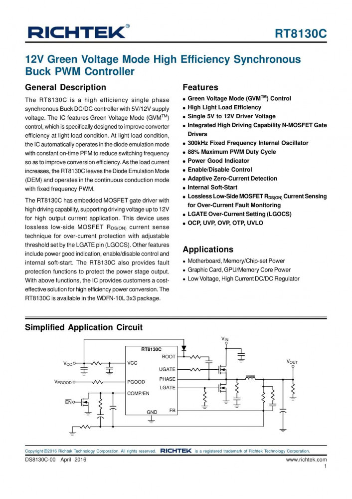 RT8130C datasheet page 1