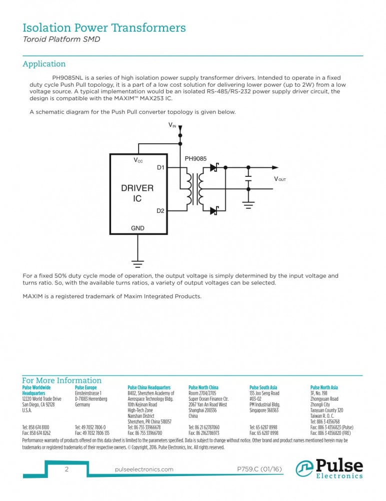 PH9085 series datasheet page 2