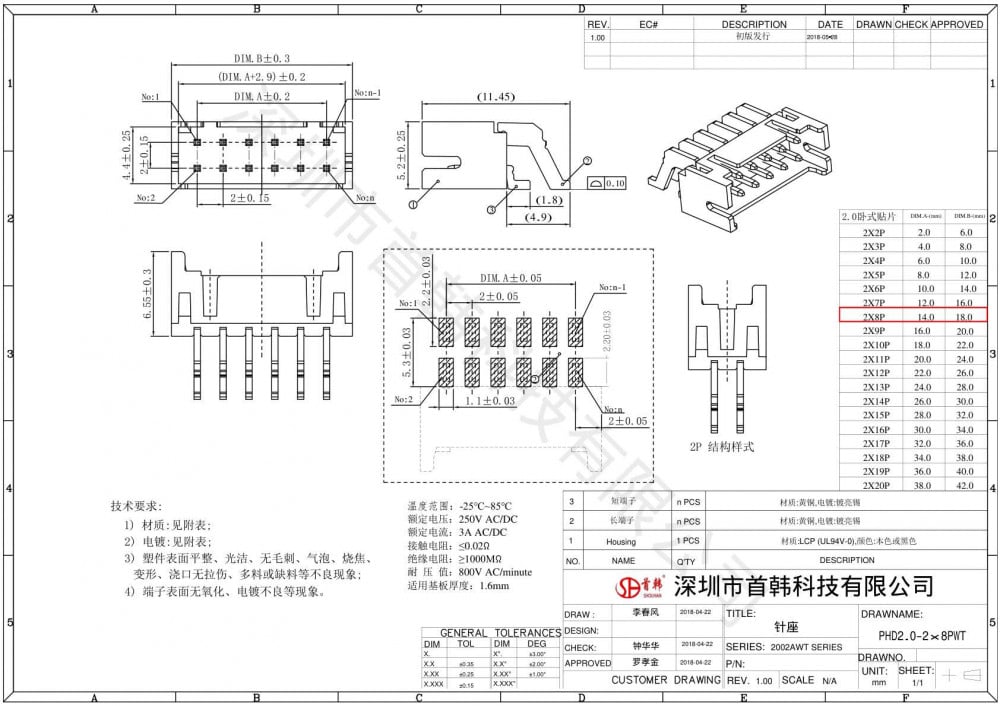 PHD2.0-2x8PWT specification page 1