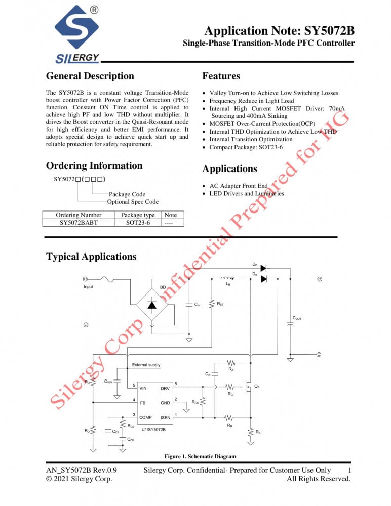 SY5072BABT datasheet page 1