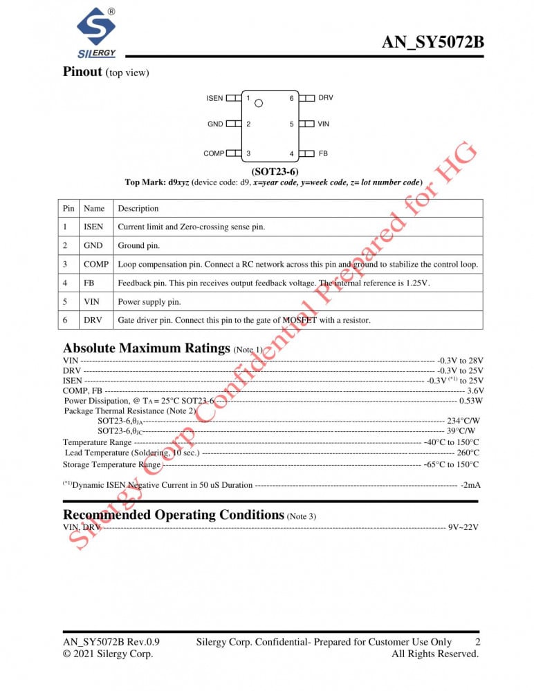 SY5072BABT datasheet page 2
