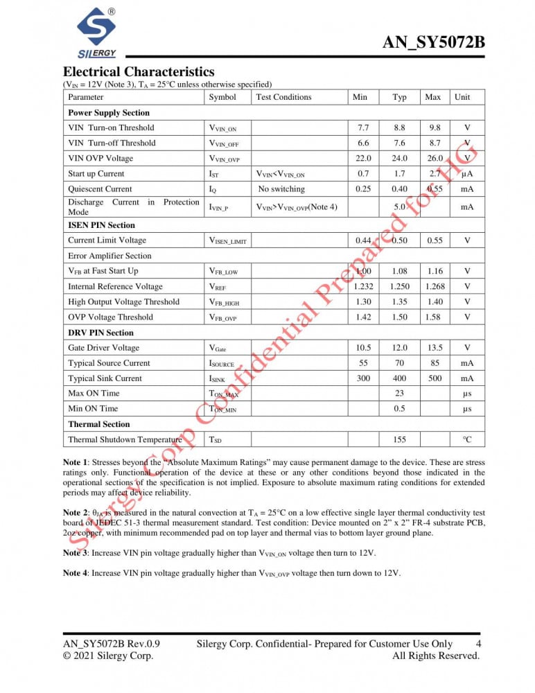 SY5072BABT datasheet page 4