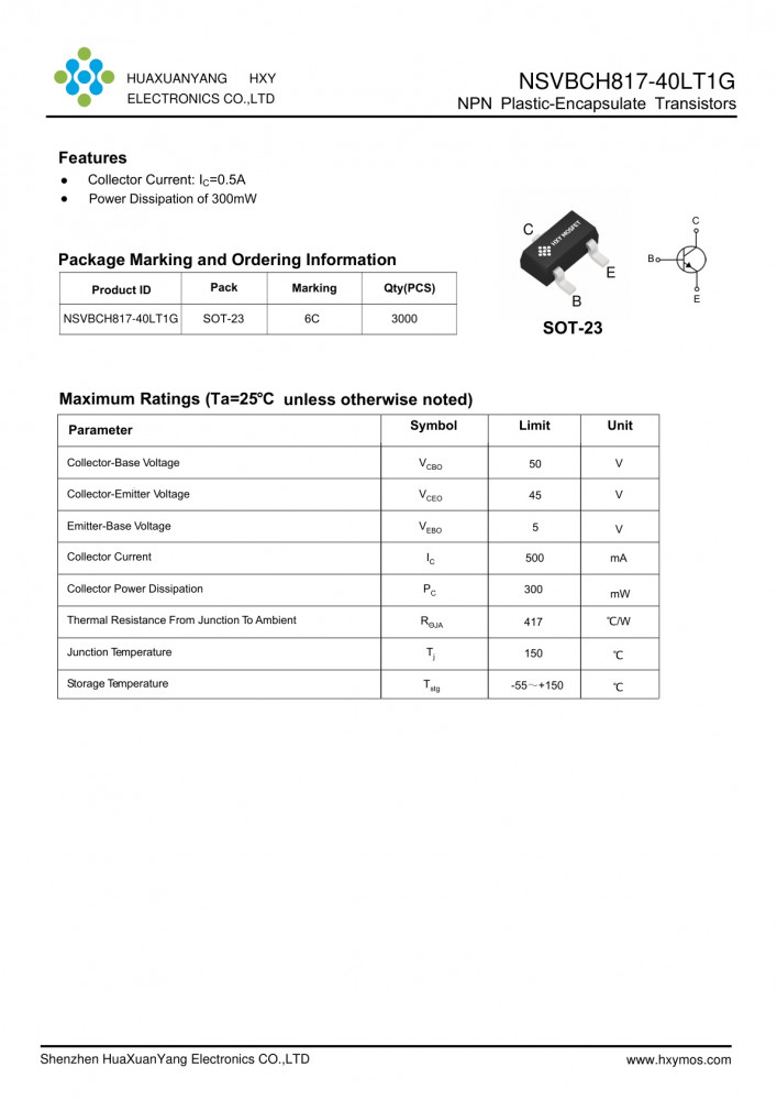 NSVBCH817-40LT1G-HXY datasheet page 1