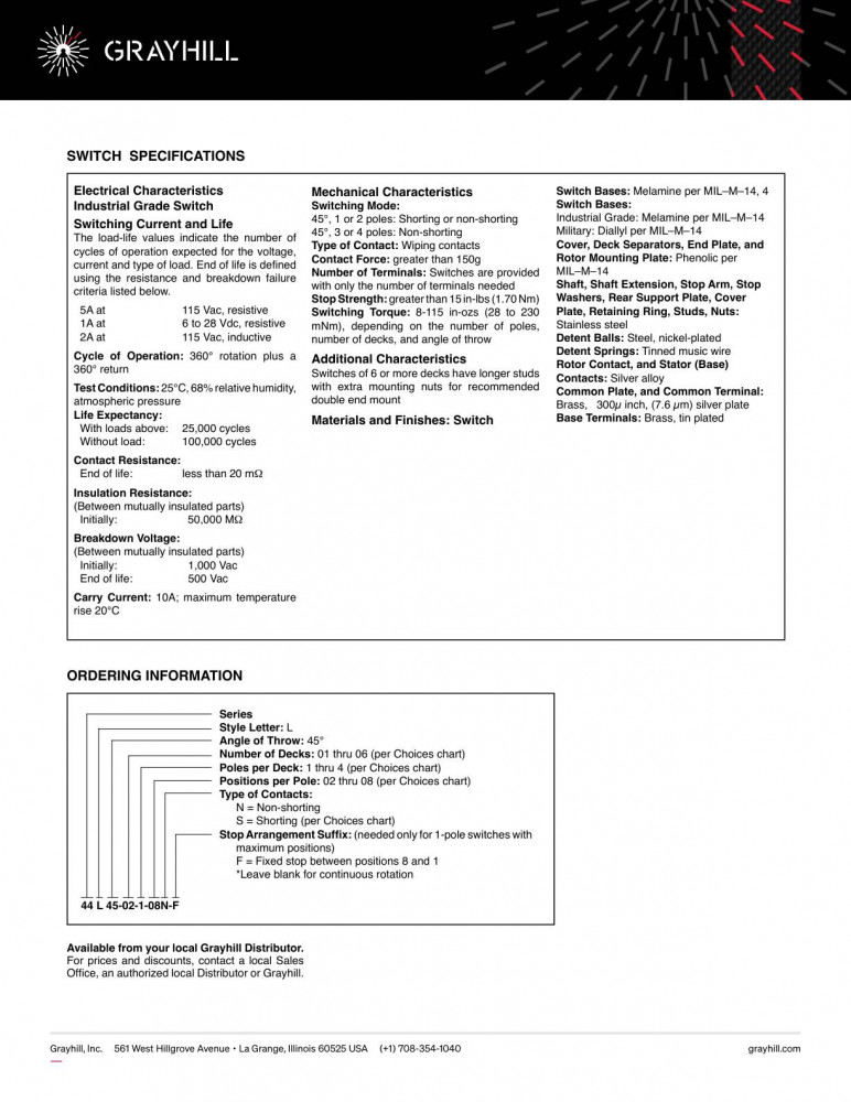 Grayhill Series 44L product documentation, page 2