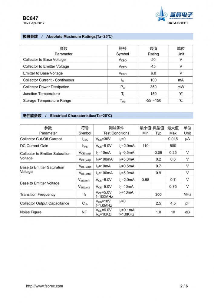 BC847-B datasheet page 2