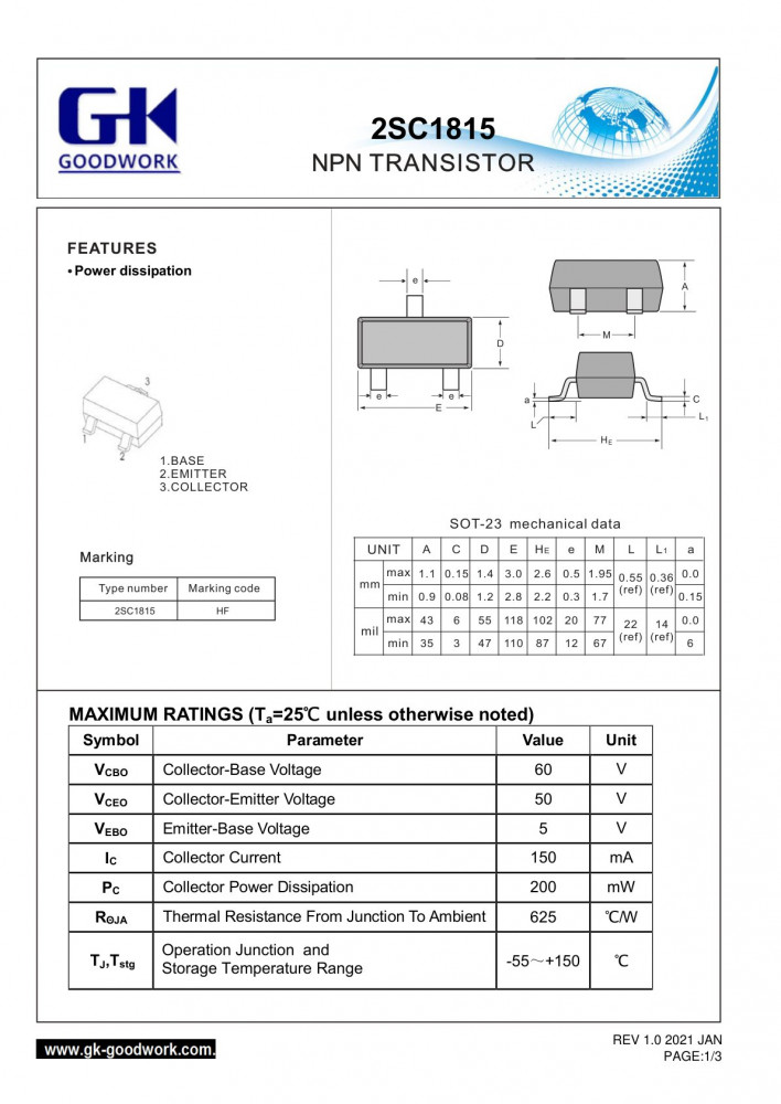 2SC1815 datasheet page 1