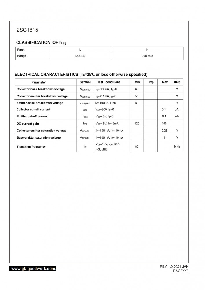 2SC1815 datasheet page 2