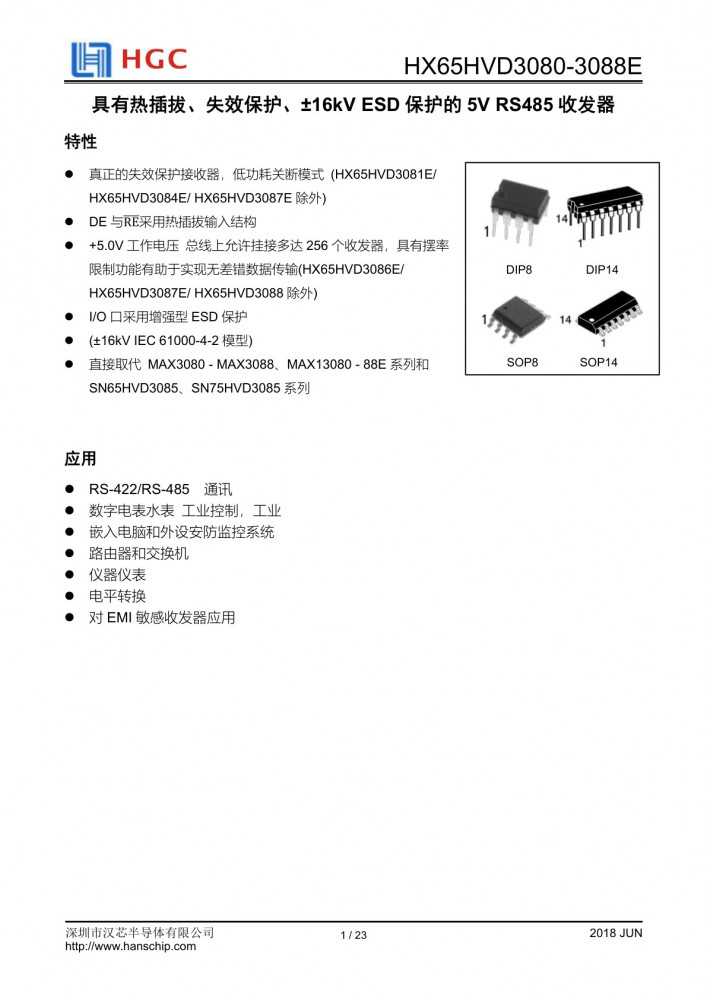 HX65HVD3085EIDRG datasheet page 1