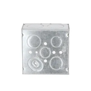 4-11/16 in. Square Box, Welded, 2-1/8 in. Deep with One 1/2 in. KO & Fifteen TKO's, Raised Ground