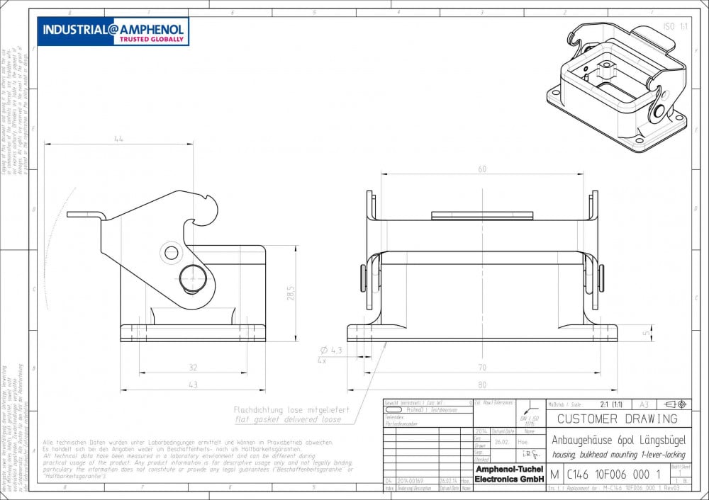 Amphenol C14610F0060001 customer drawing