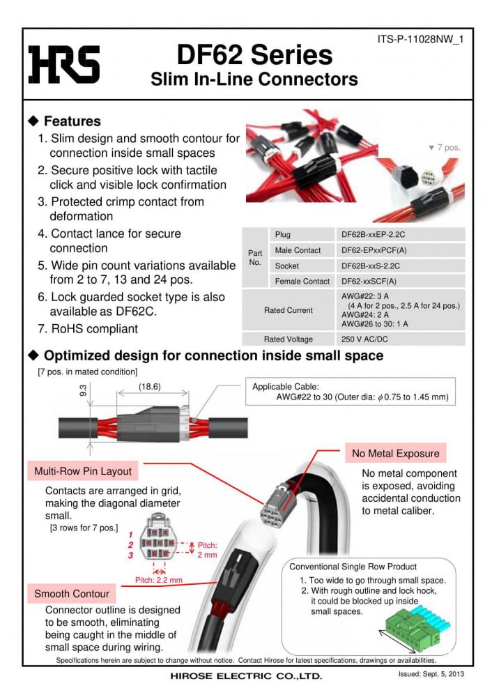HRS DF62 Series technical document preview