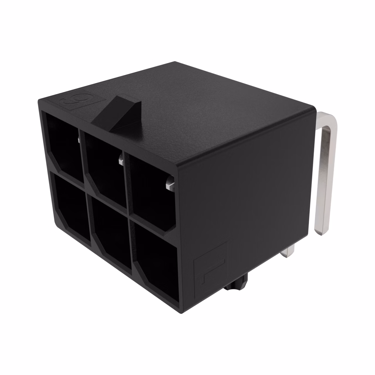 Mega-Fit Right-Angle Header, 5.70mm Pitch, Through Hole, Dual Row, 6 Circuits, Matte Tin (Sn) Plating, 3.60mm Tail Length, Glow-Wire Capable, Tape and Reel, Black for sale