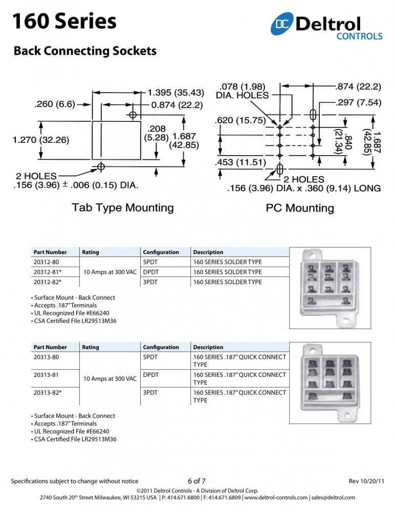 JRH Electronics 160 Series relay documentation, page 6