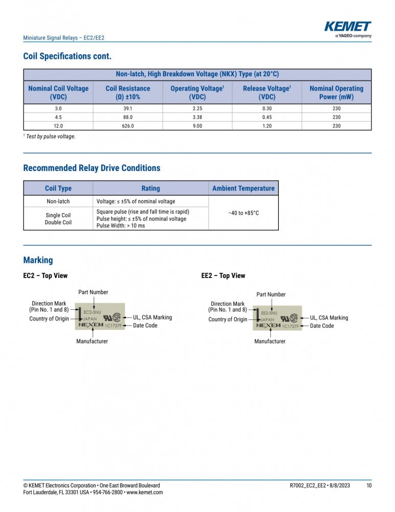 KEMET EE2 relay document page 10