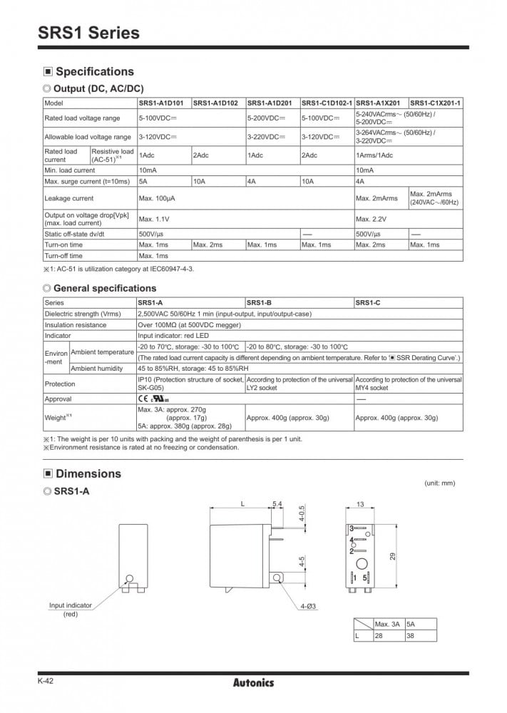 SRS1 series datasheet page 3