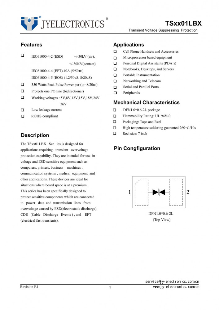 TS2401LBX datasheet page 1