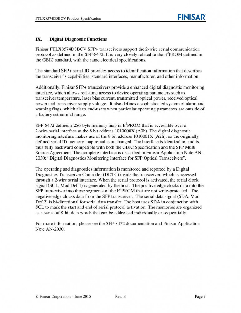FTLX8574D3BCV datasheet page 7