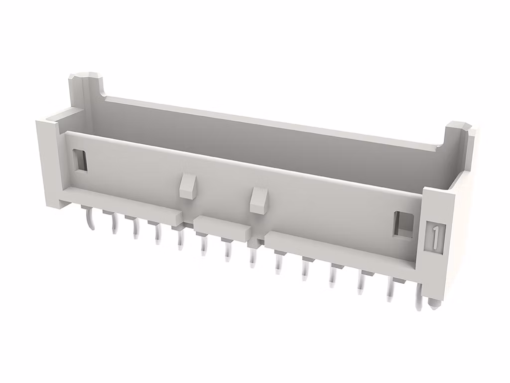 2.50mm Pitch, Mini-Lock PCB Header, Single Row, Vertical, Through Hole with Kinked Pins, Tin Plating, Positive Lock, 13 Circuits, Bag, 3.40mm PC Tail Length, Glow-Wire Capable