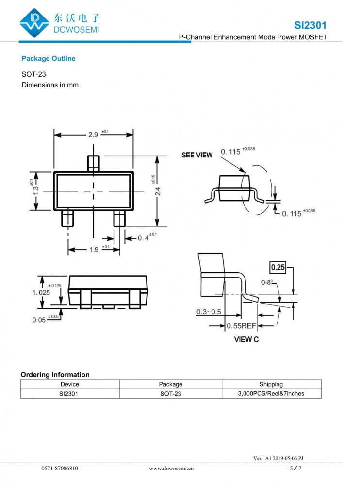 DOWO SI2301 datasheet page 5