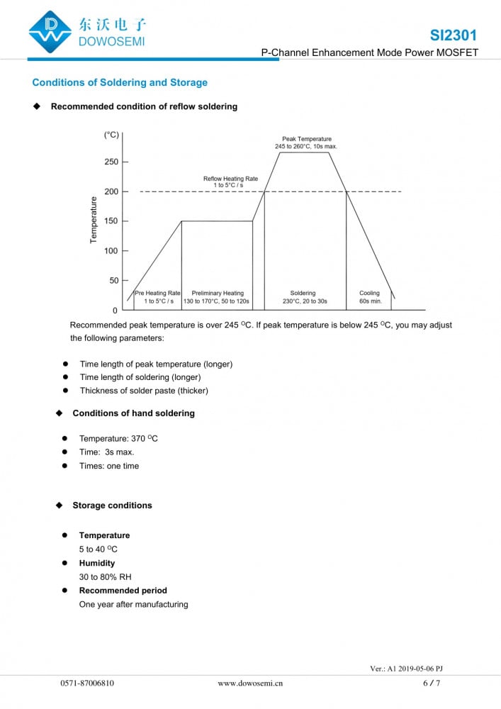 DOWO SI2301 datasheet page 6