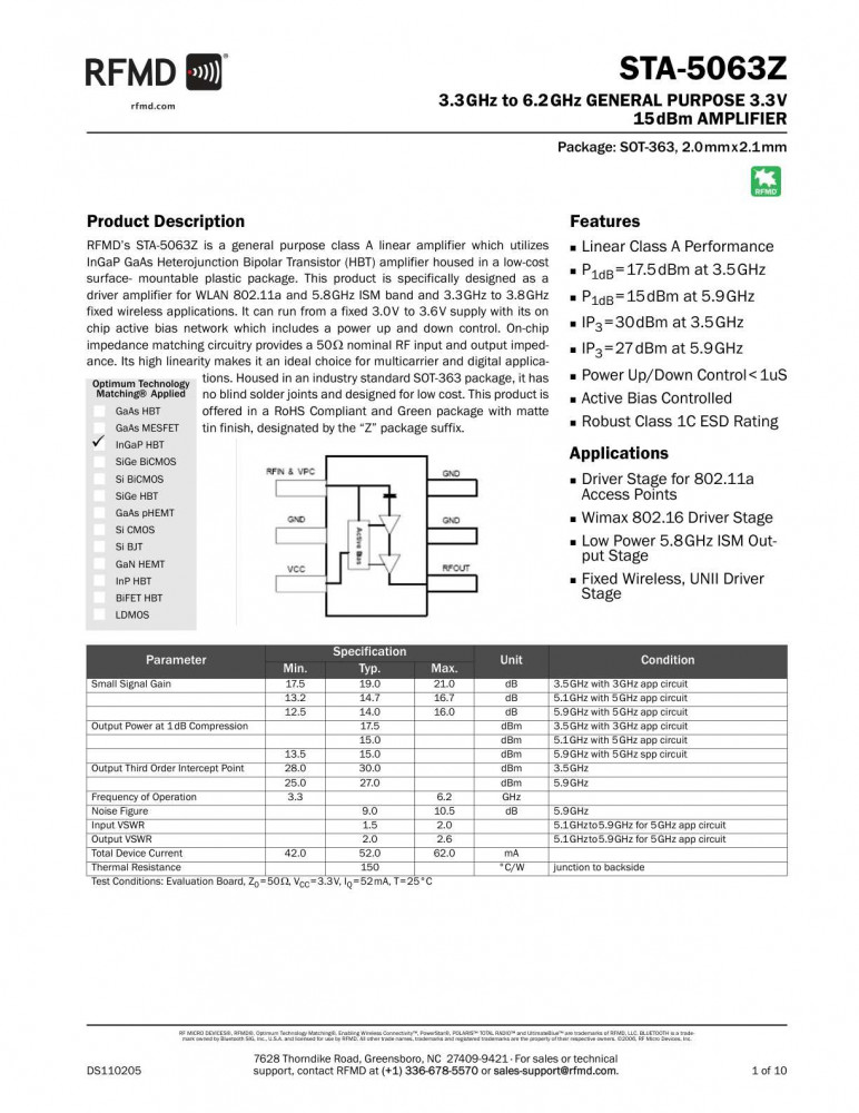 STA5063ZSR datasheet page 1