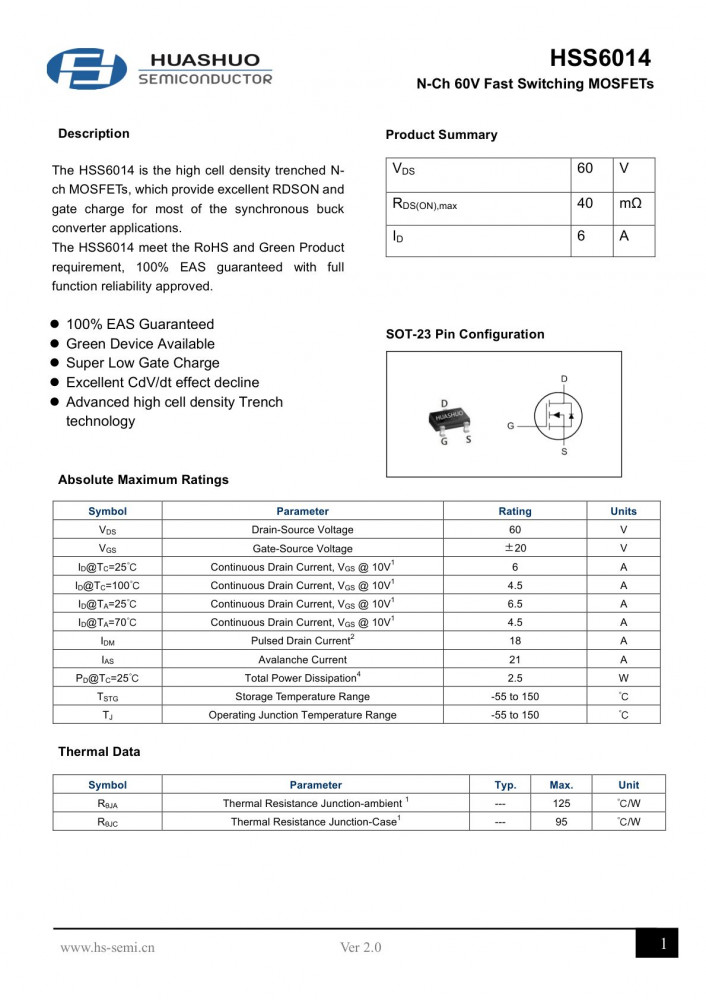 HSS6014 datasheet page 1