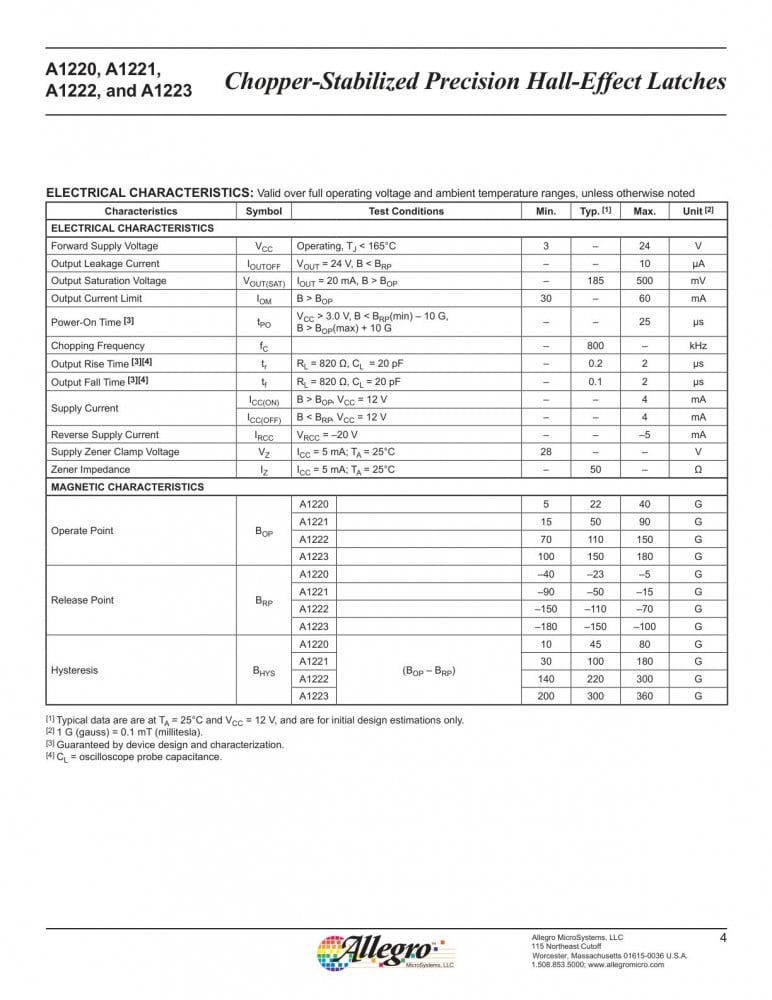 A1220LUA-T datasheet page 4