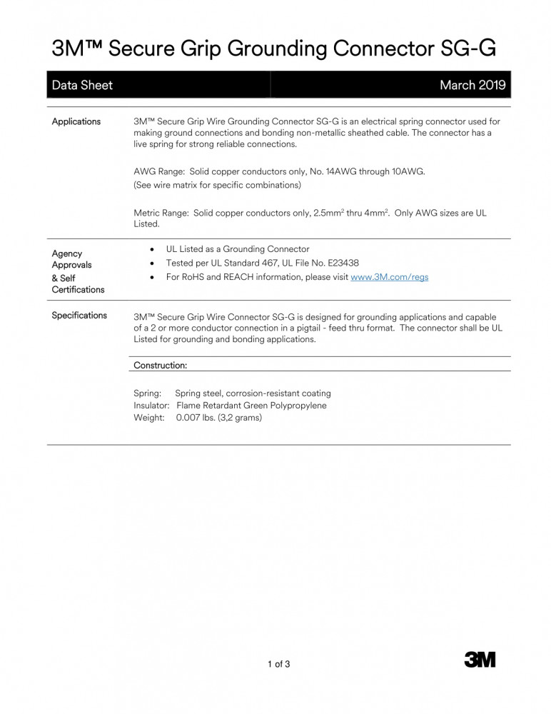 3M SG-G POUCH datasheet page 1