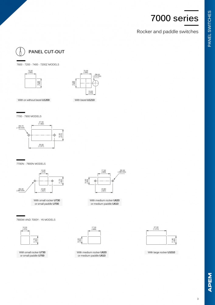 APEM 7000 series datasheet page 3