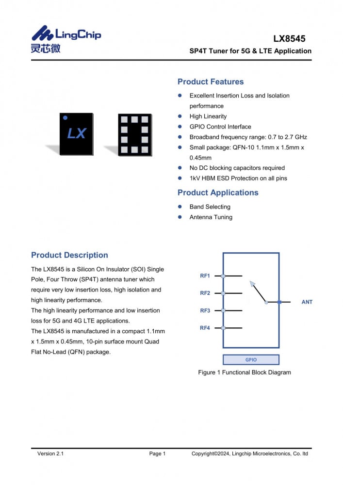 LX8545 datasheet page 1