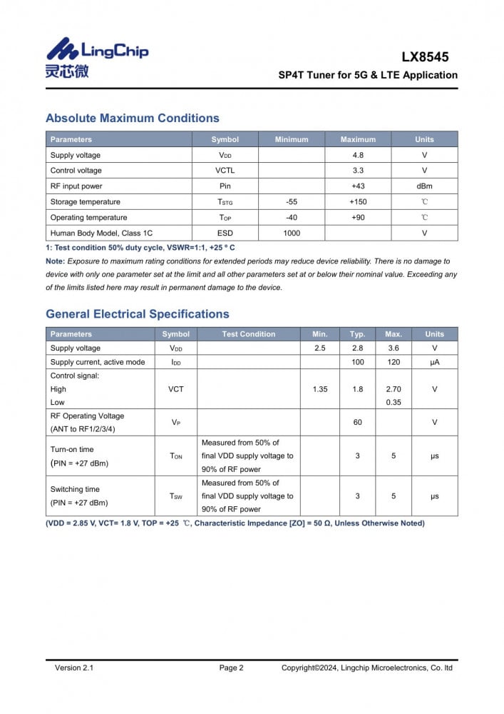LX8545 datasheet page 2