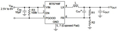 RT5710D - 1A, 1.5MHz, 6V CMCOT Synchronous Step-Down Converter
