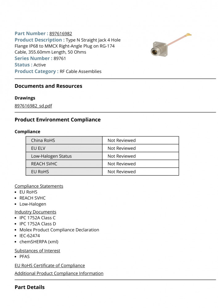 MOLEX 897616982 drawing page 1
