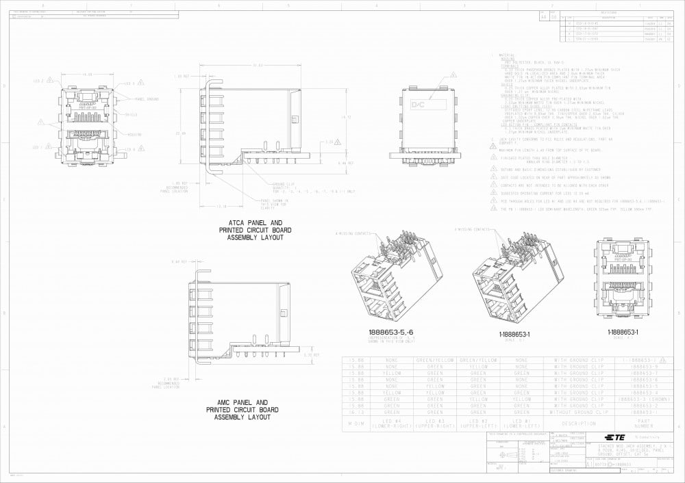 TE Connectivity 1888653-4 controlled drawing page 1