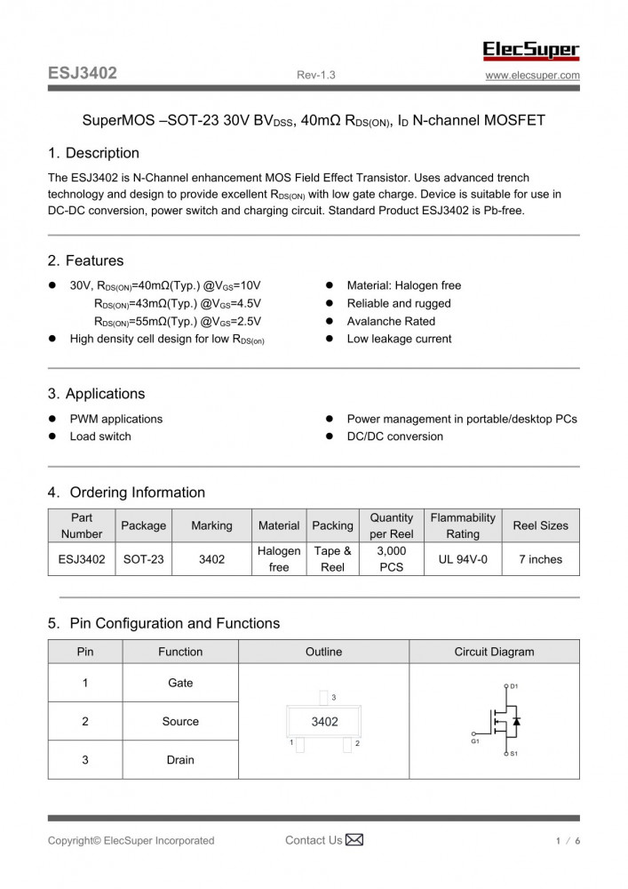 ESJ3402 datasheet page 1