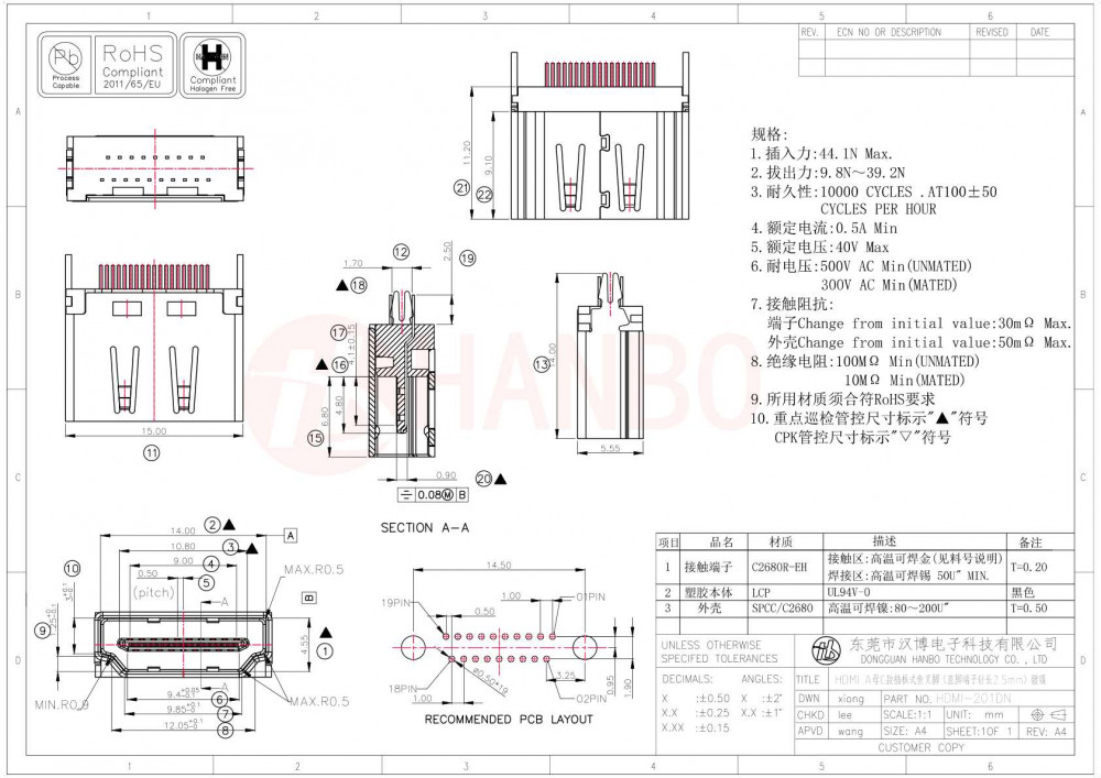HDMI-201DN technical document preview