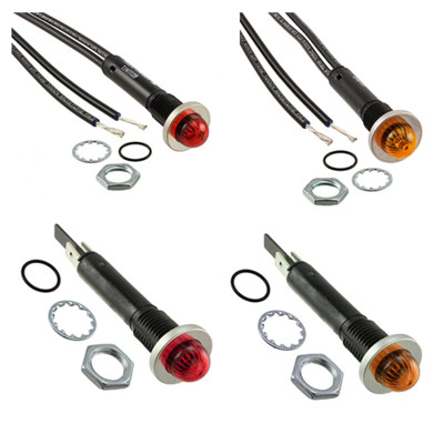 Neon Panel Mount Indicator Amber .380″ Hi-Dome 125V Tab Terminals for sale