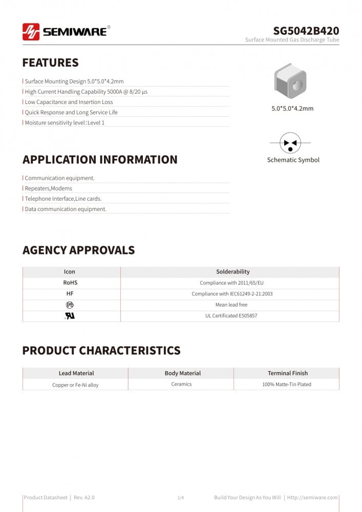 SG5042B420 datasheet page 1