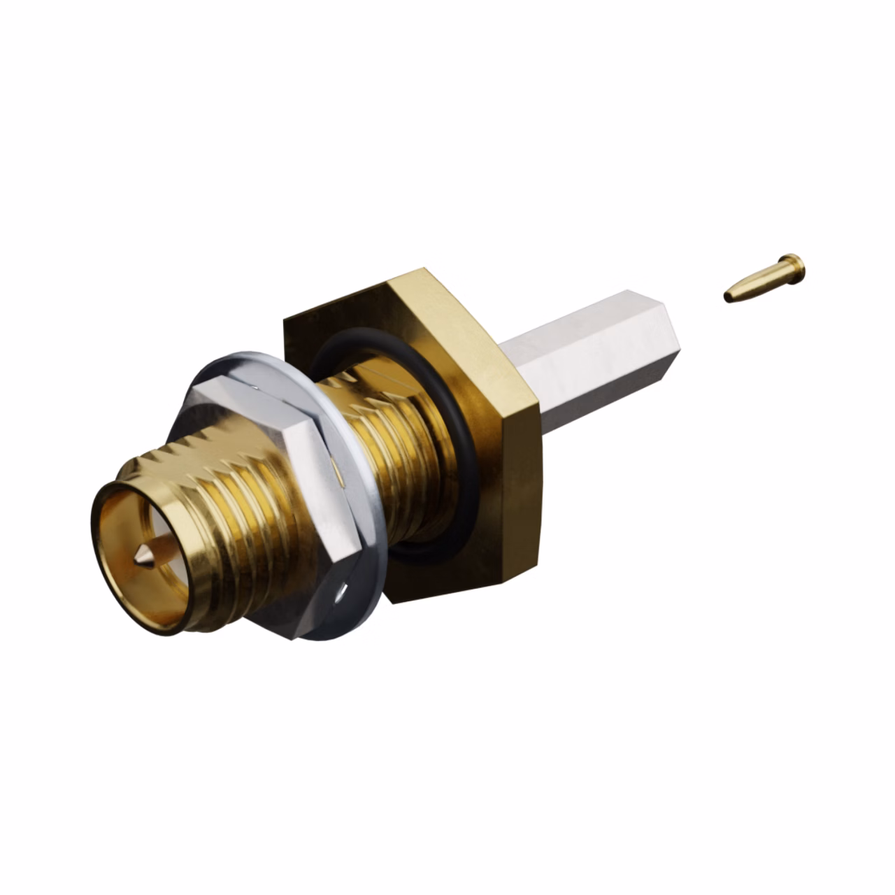 SMA Jack, Reverse Polarity, Straight, Bulkhead, Crimp, RG-316 Cable, Brass Body, Gold (Au) Plated, 50 Ohms for sale