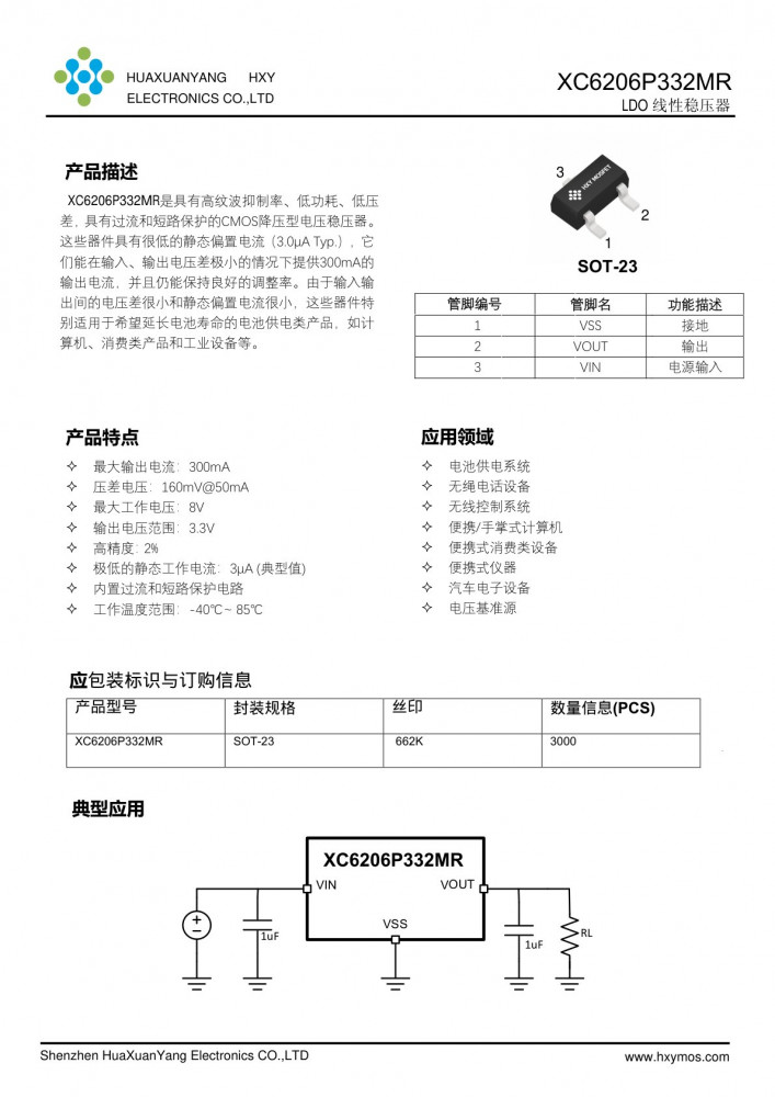 XC6206P332MR technical document page 1
