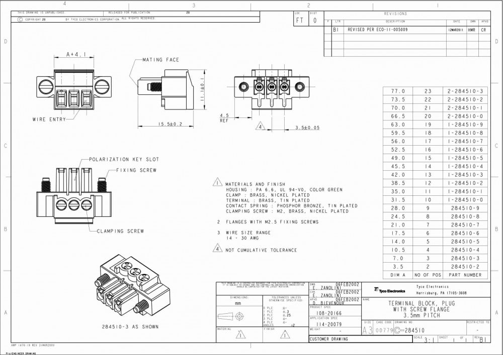 TE Connectivity 284510-7 technical drawing preview