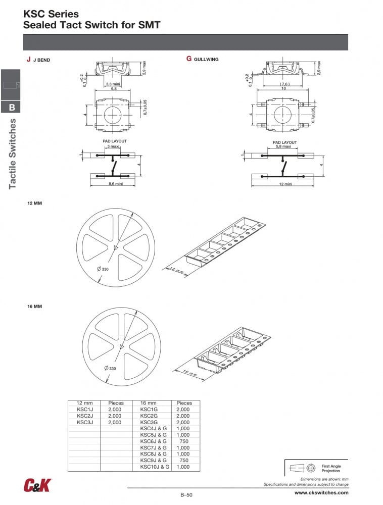 C&K KSC421G70SHLFS datasheet page 2