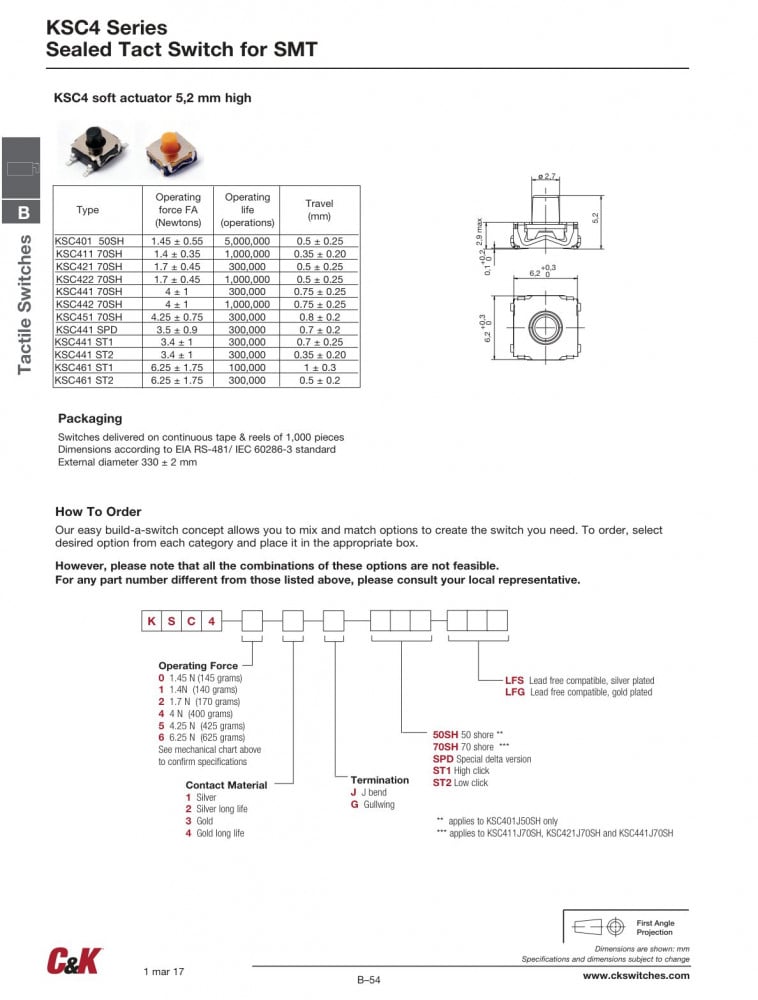 C&K KSC421G70SHLFS datasheet page 3